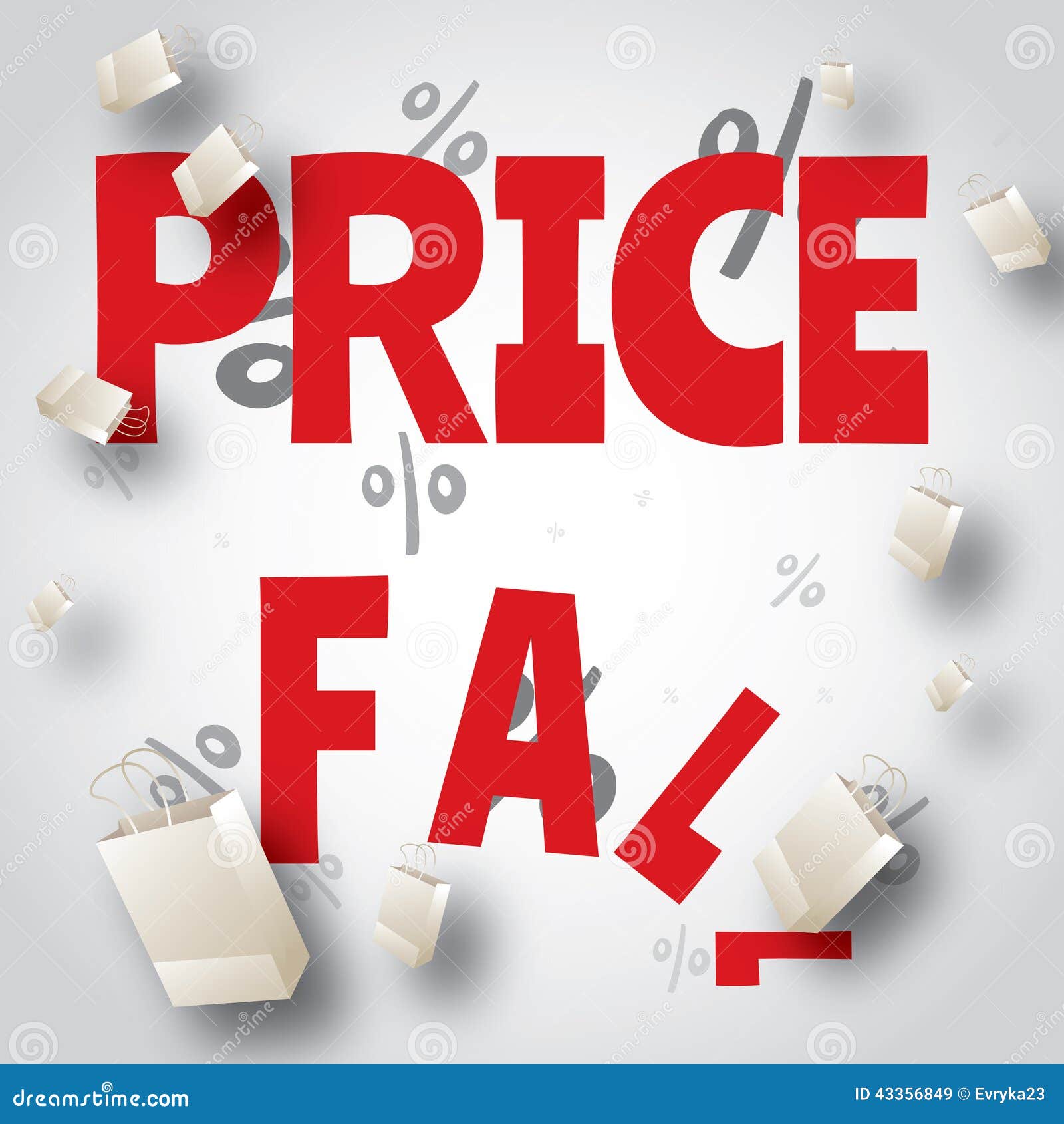 Price Fall Sale White Red Design Stock Vector - Illustration of ...
