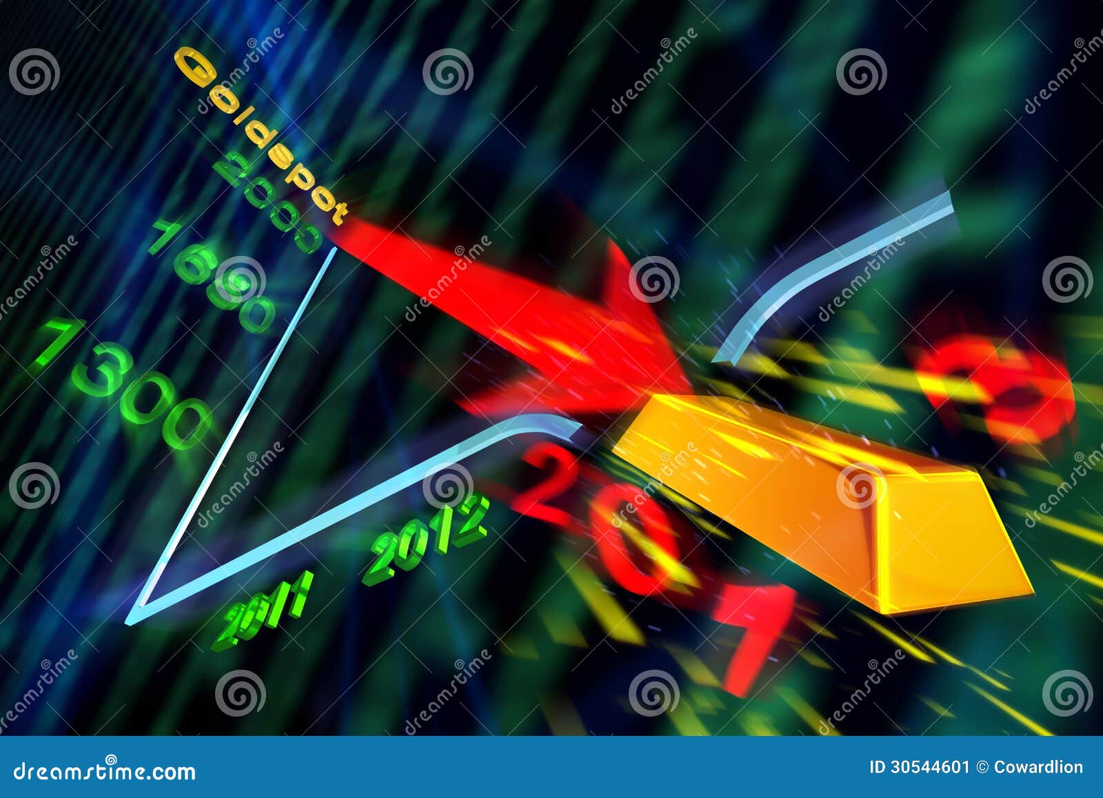 Price of Gold that Breaks the Graph Bottom Line. Stock Illustration ...
