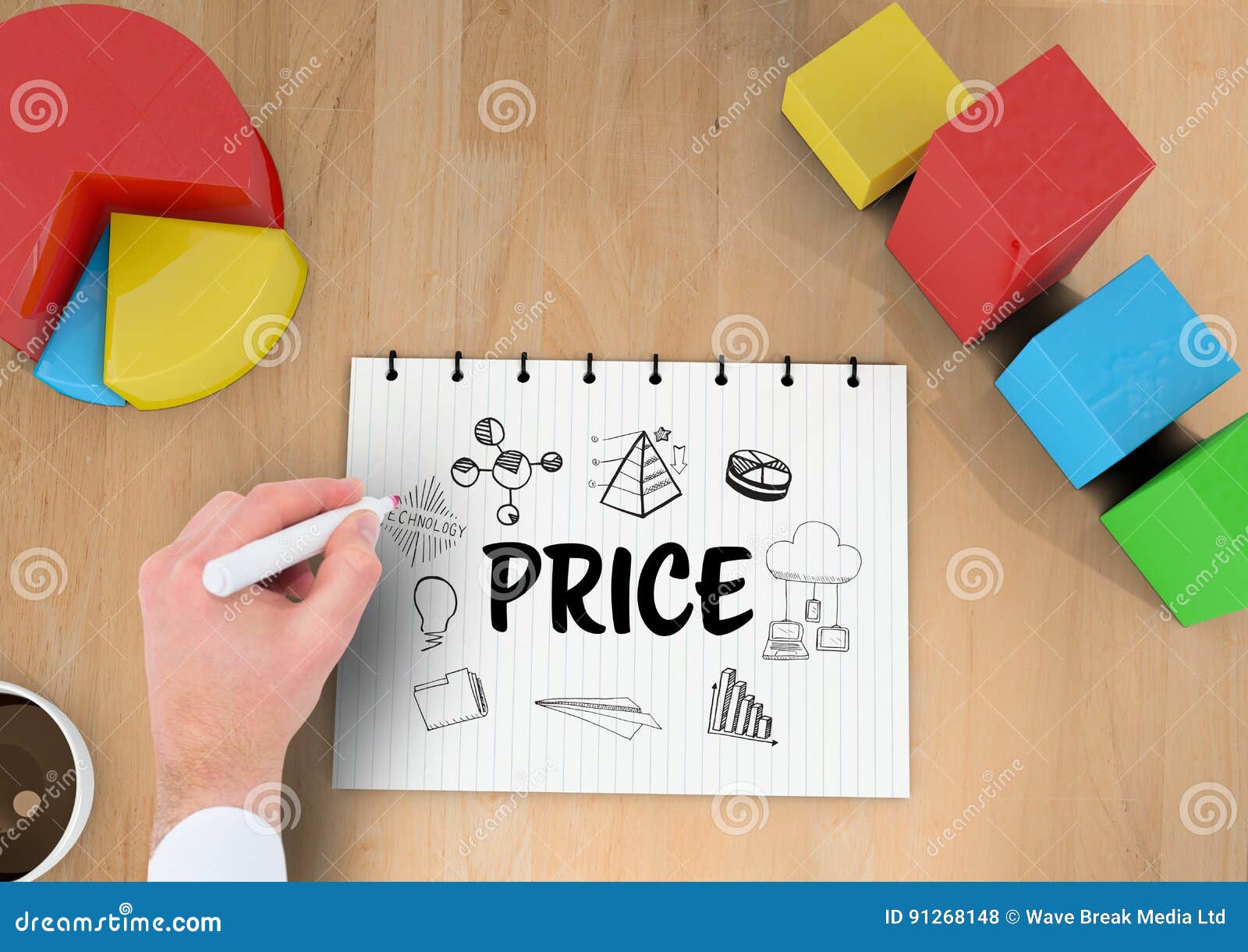 Price Graphic Ona Note Book, Hand Writing it Stock Illustration ...