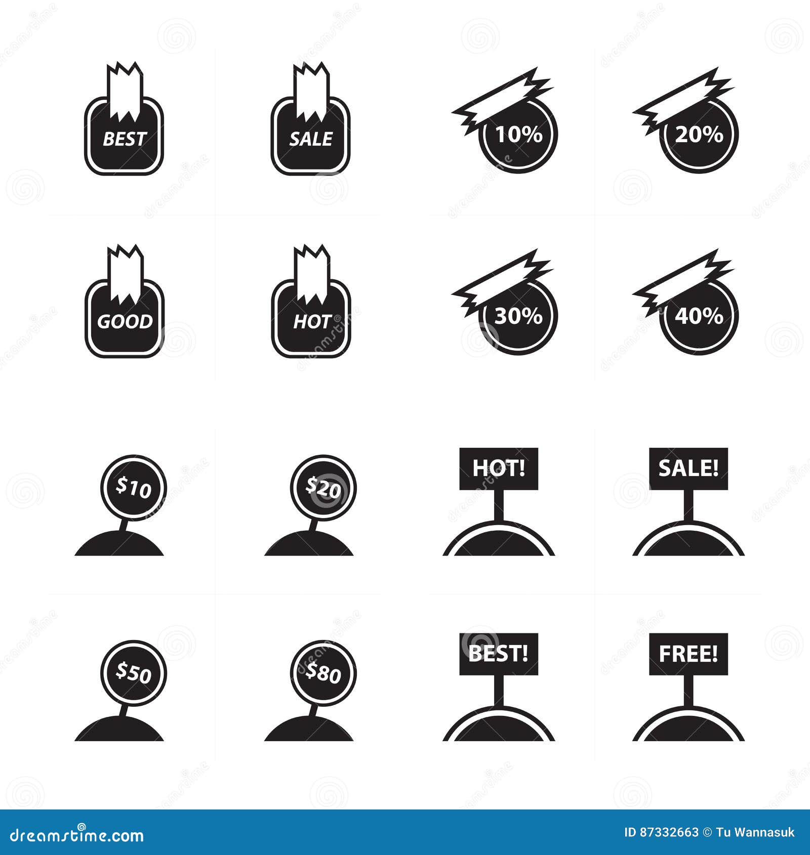 Price label sticker set stock illustration. Illustration of hanging ...