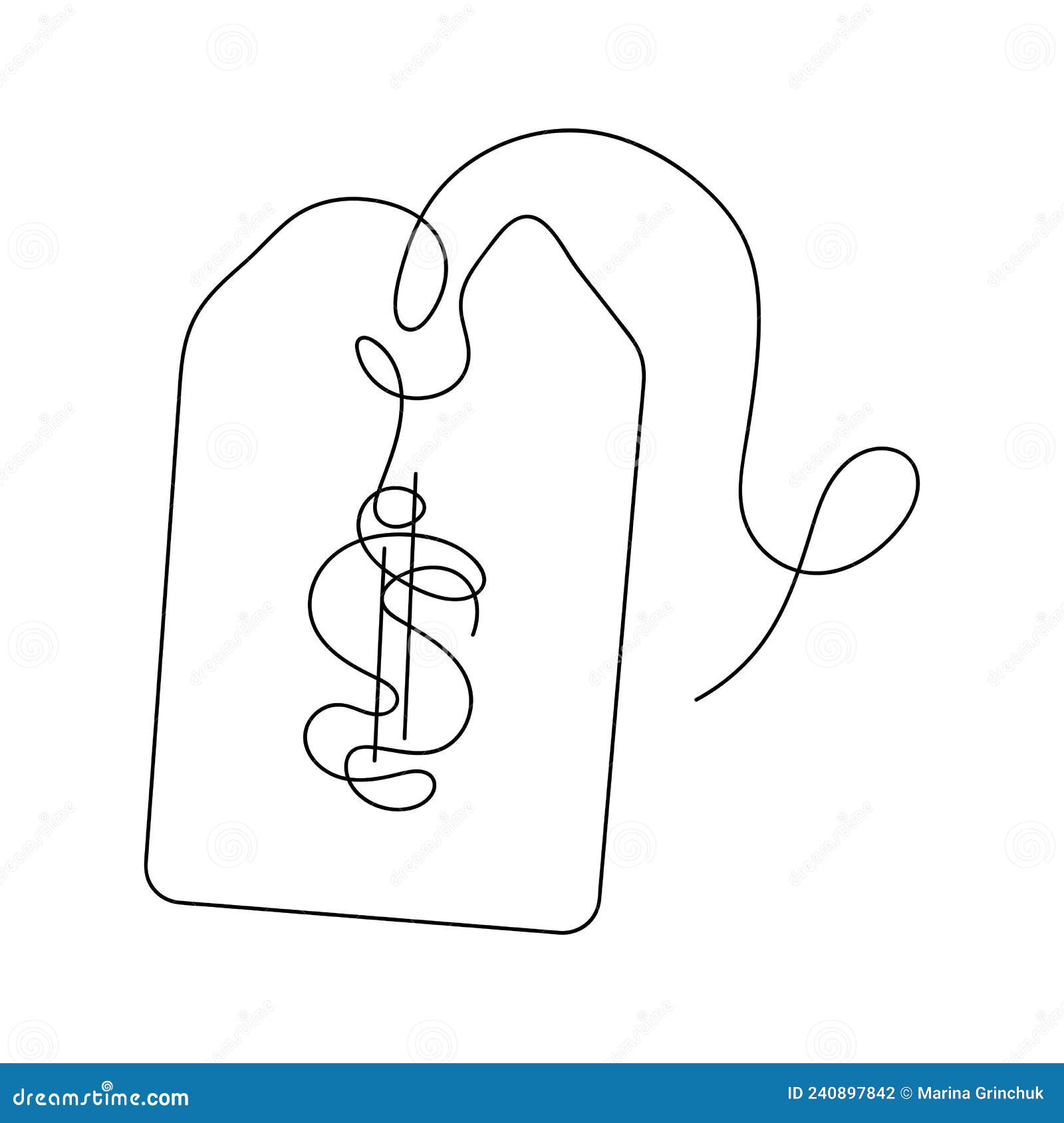Black and White Drawing of a Price Tag in One Line Style. Stock ...