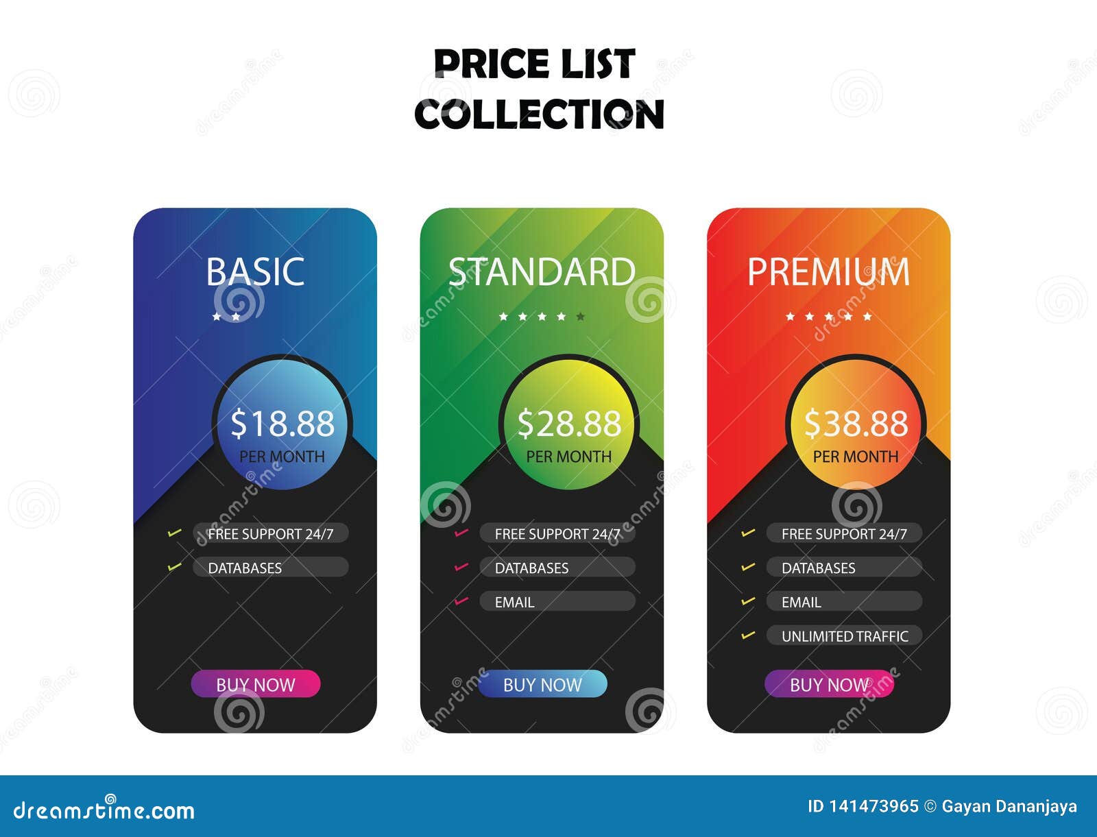 Price List Collection Template -Gradient Color Stock Illustration ...