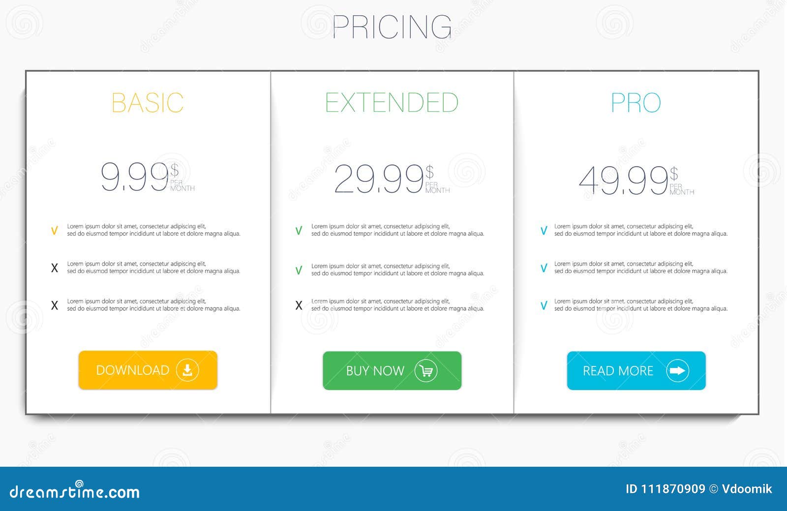Price List, Hosting Plans and Web Boxes Banners Design. Three Tariffs ...