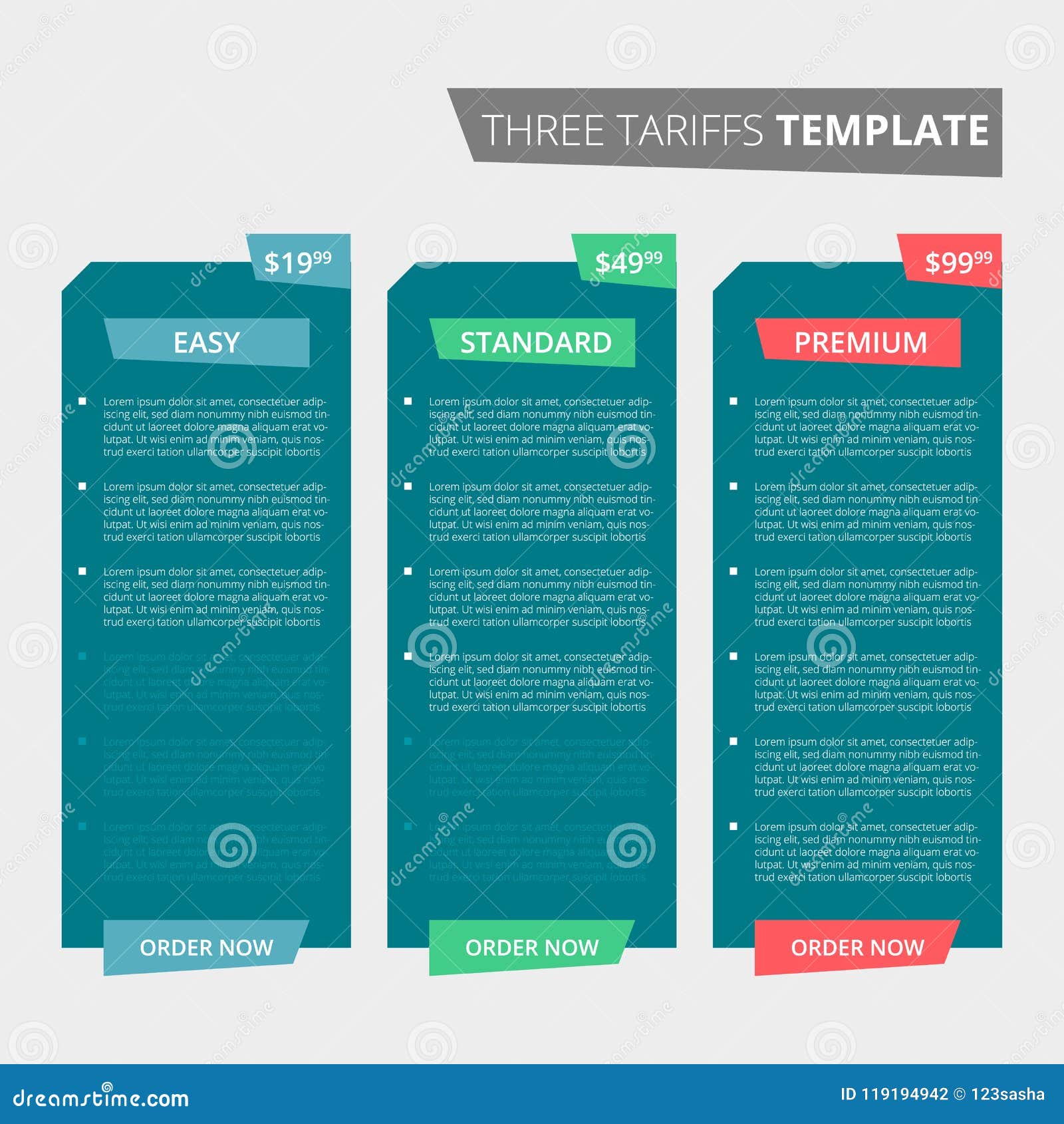 Price List, Three Tariffs for Website Stock Vector - Illustration of ...