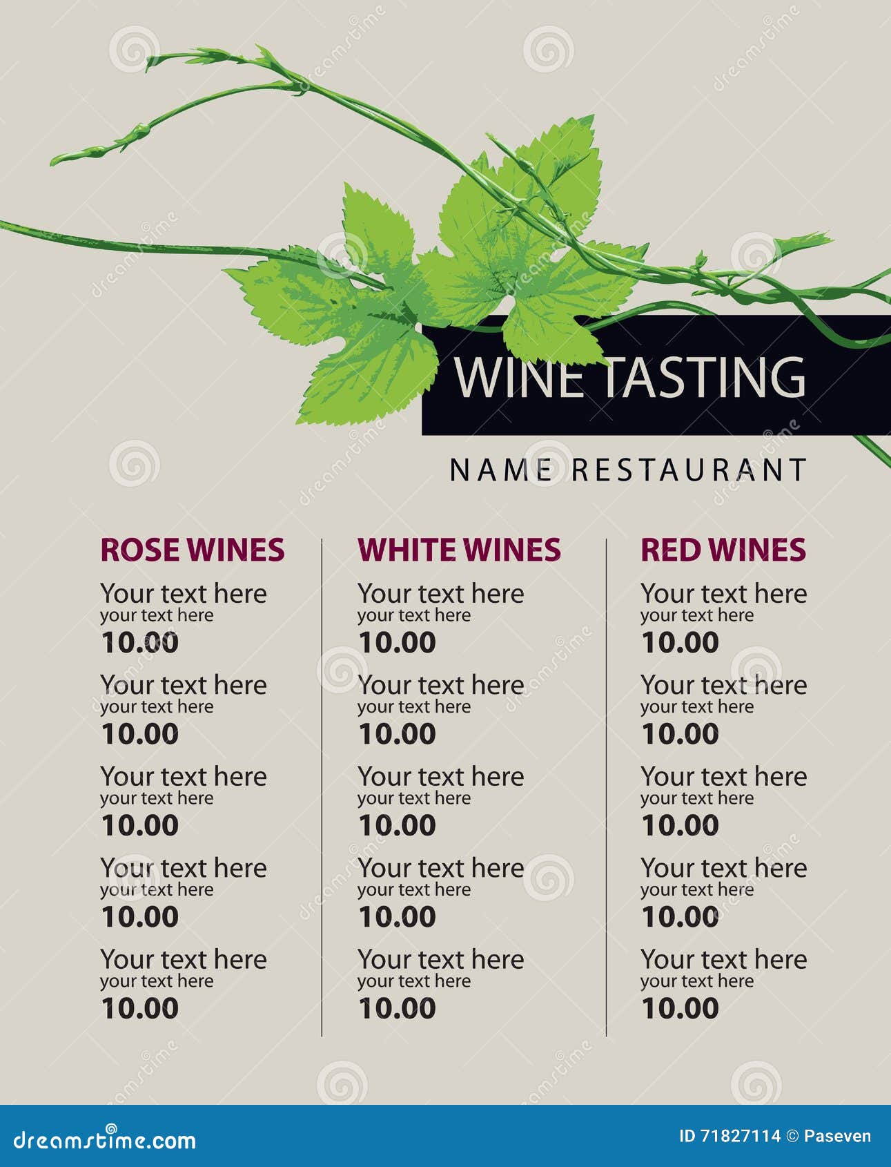 Price list of wine stock vector. Illustration of green - 71827114