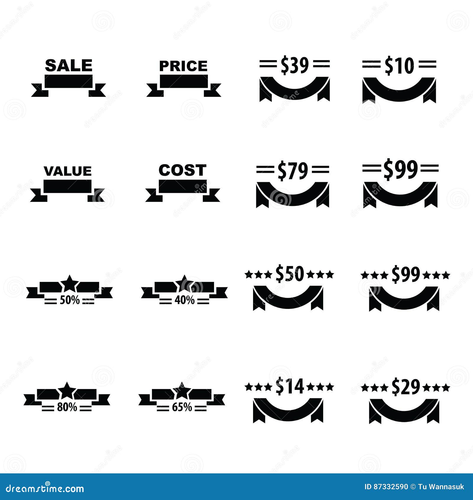 Price and ribbon Set stock illustration. Illustration of glass - 87332590