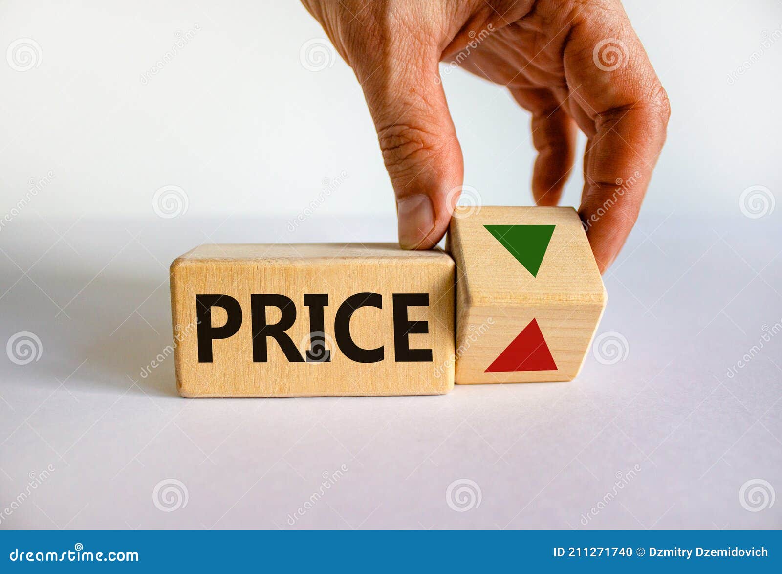 Price Symbol. Businesman Turns a Cube and Changes the Direction of an ...