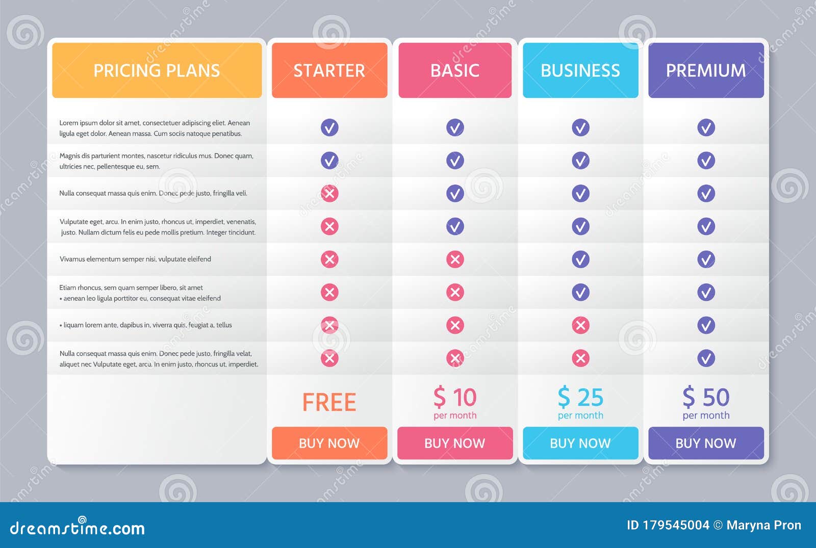 3 Columns Of Price List Table Desing Template, Comparative Table ... 3 Columns Of Price List Table Desing Template, Comparative Table ...