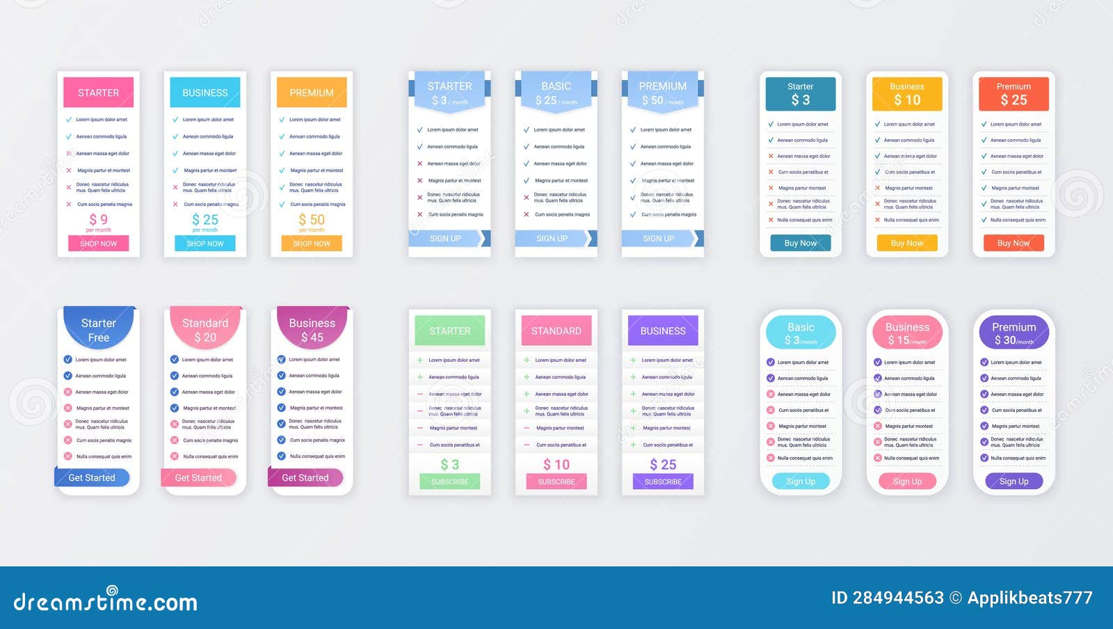 Price Table Comparison Template with 3 Columns. Vector Illustration ...