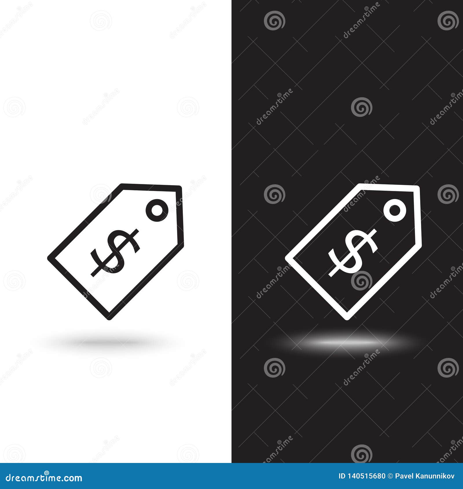 Price Tag with Dollar Sign Icon on Black and White Background Stock ...