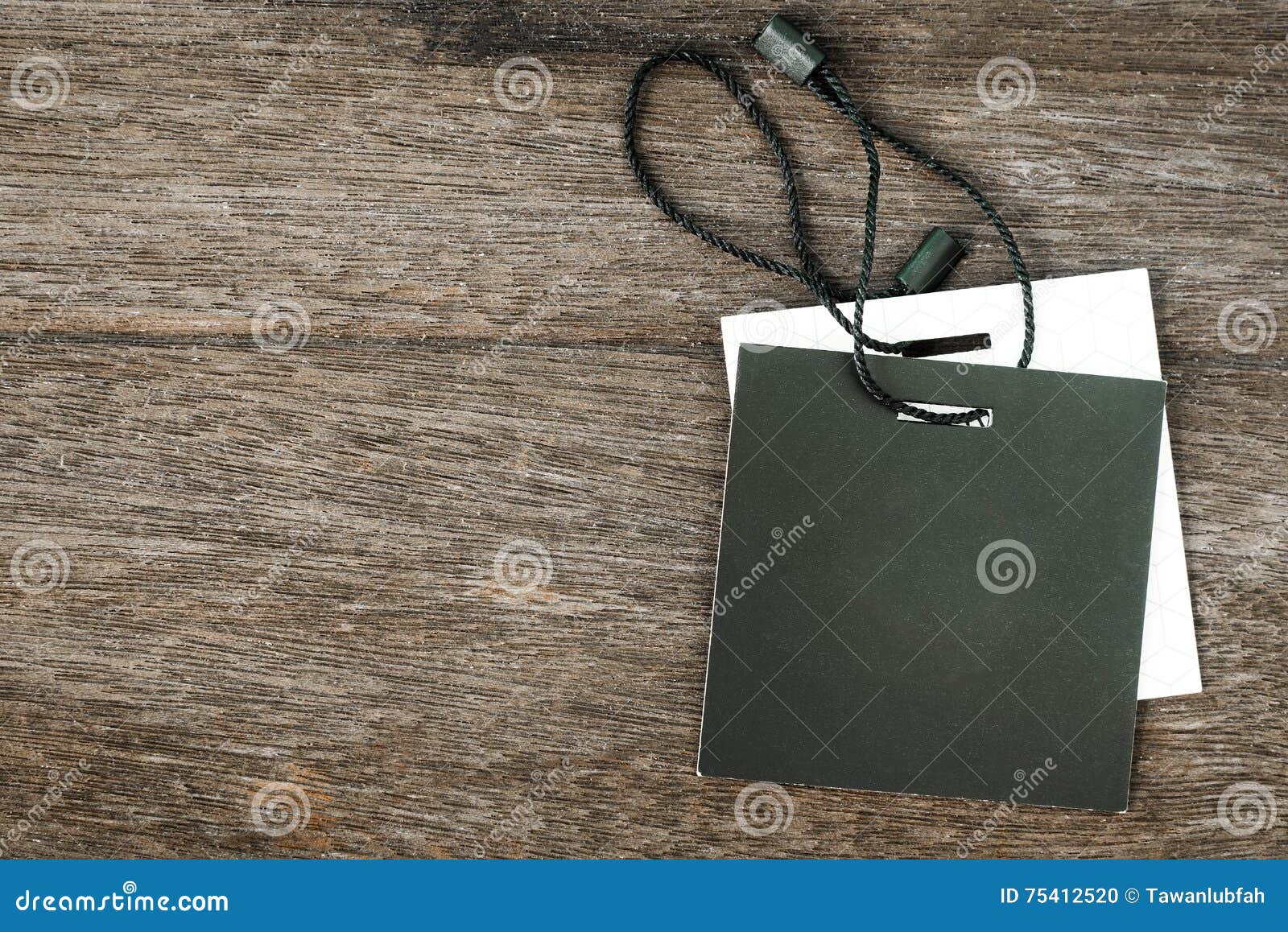 Price Tag or Label on Old Wooden Table Background. Stock Photo - Image ...