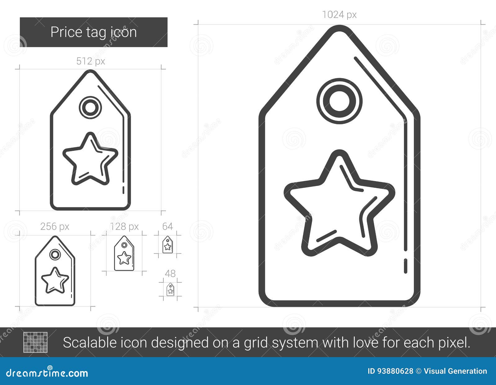 Price tag line icon. stock vector. Illustration of line - 93880628