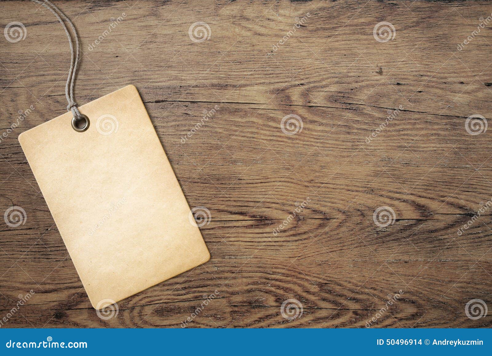 Price Tag on Old Wooden Table Background Stock Photo - Image of blank ...