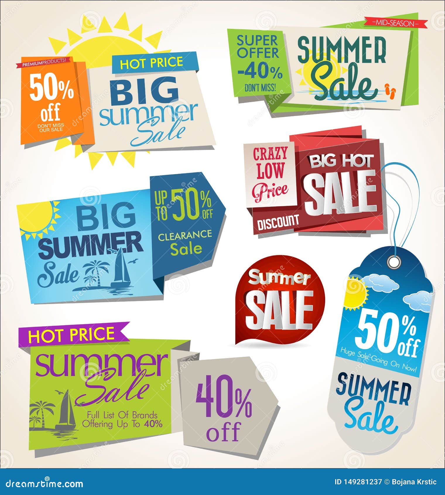 Price Tag Retro Vintage Collection Vector Illustration Stock Vector ...