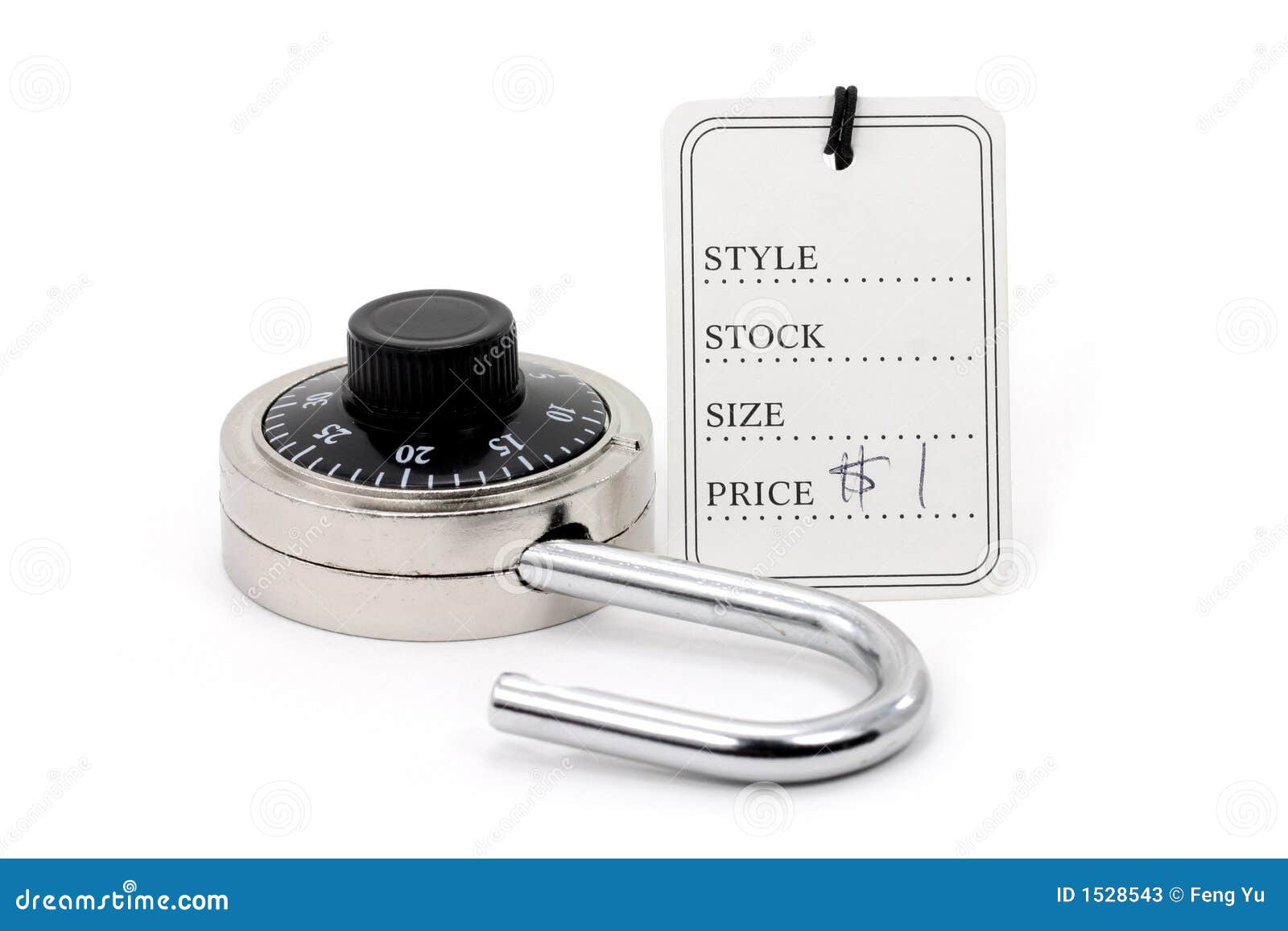 Price Tag and Unlocked Lock Stock Image - Image of bargain, sale: 1528543