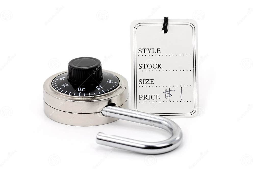 Price Tag and Unlocked Lock Stock Image - Image of bargain, sale: 1528543