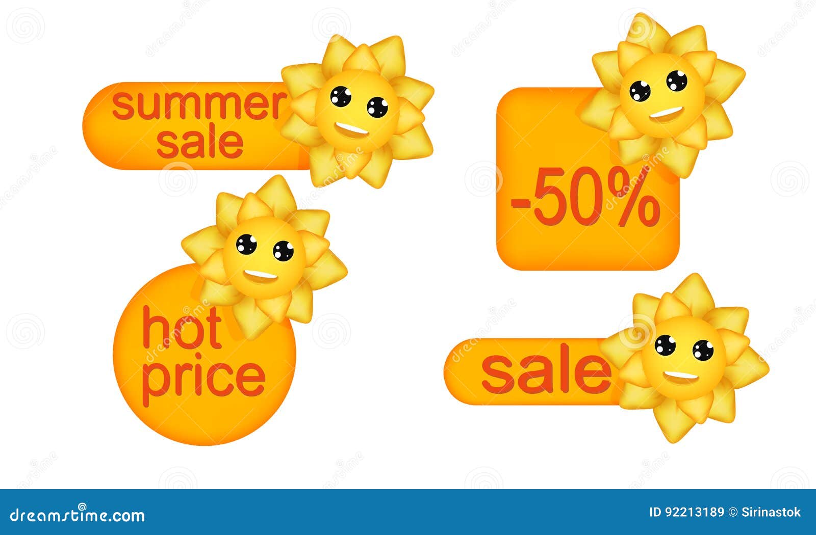 The Price Tags with a Cheerful Sun. Set. Stock Vector - Illustration of ...