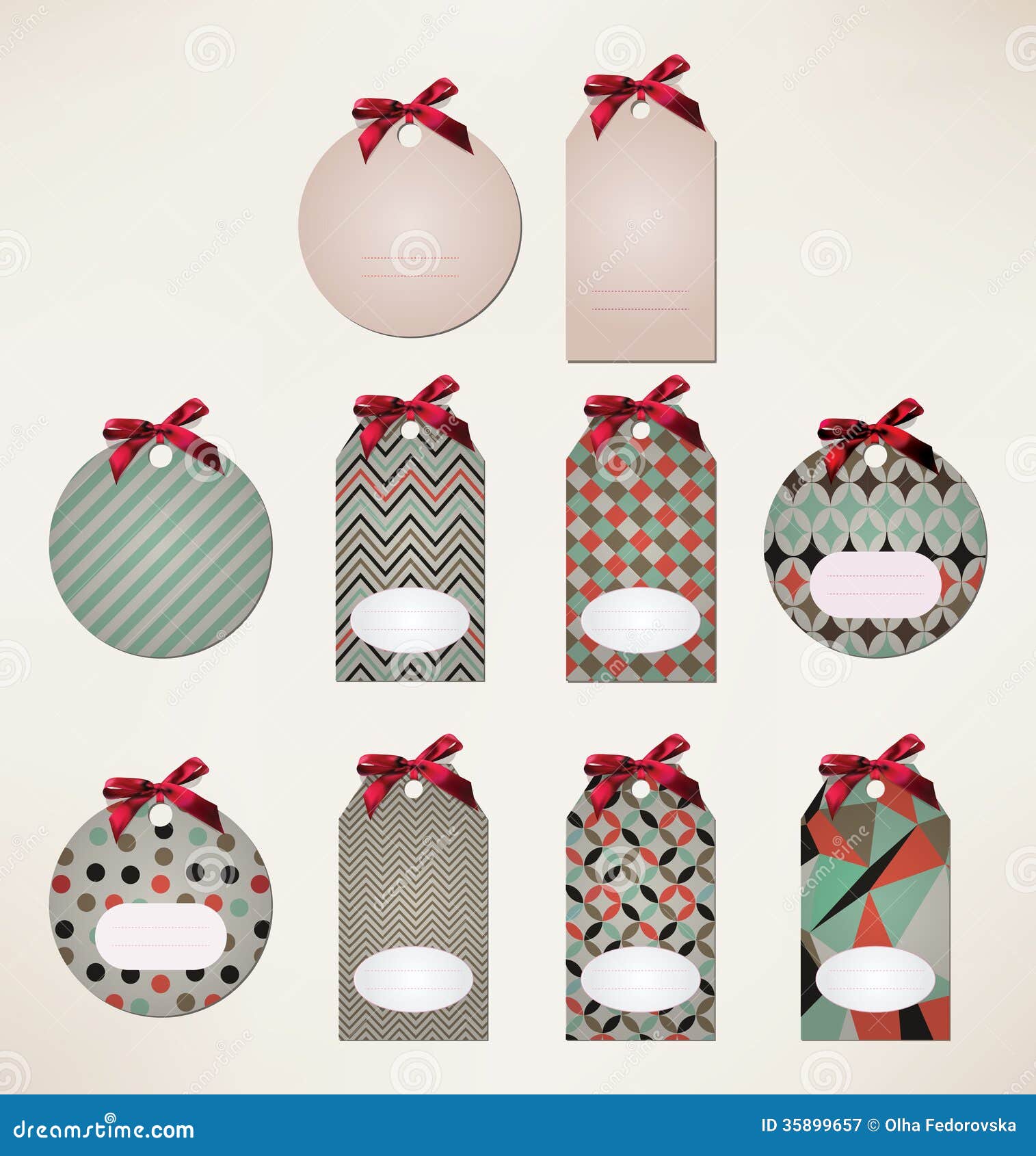 Price Tags Collection with Ribbon Stock Vector - Illustration of decor ...