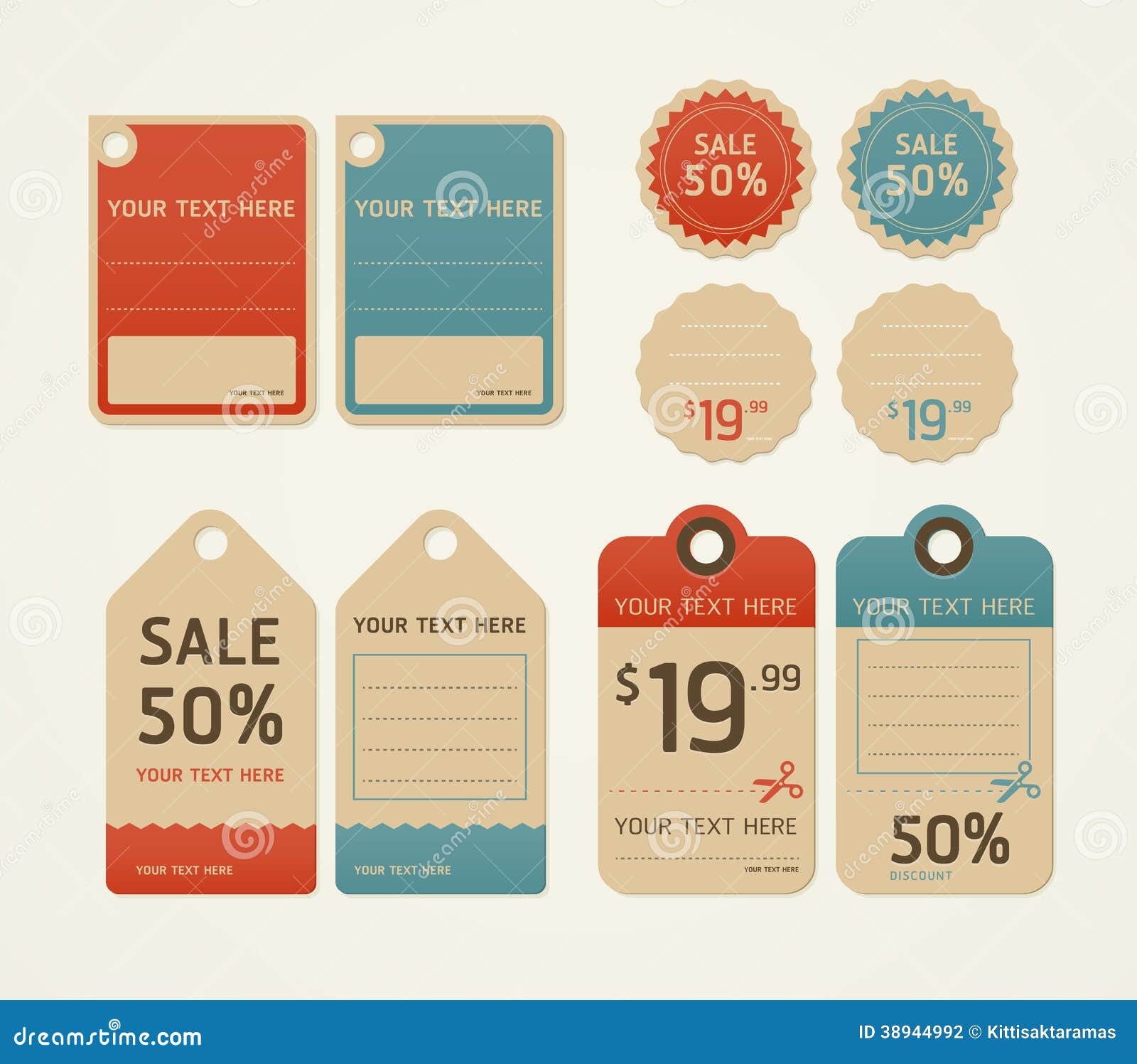 Price Tags Retro Color Design. Stock Vector - Illustration of element ...