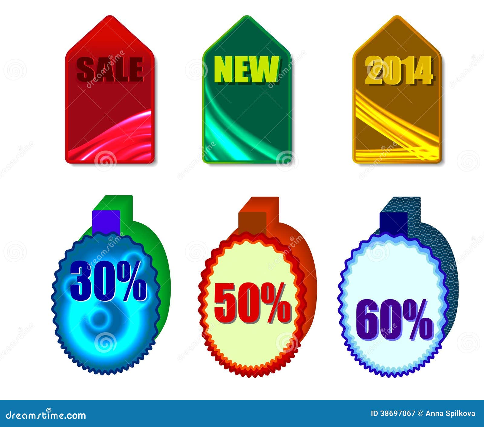 Price tags stock vector. Illustration of colorful, green - 38697067