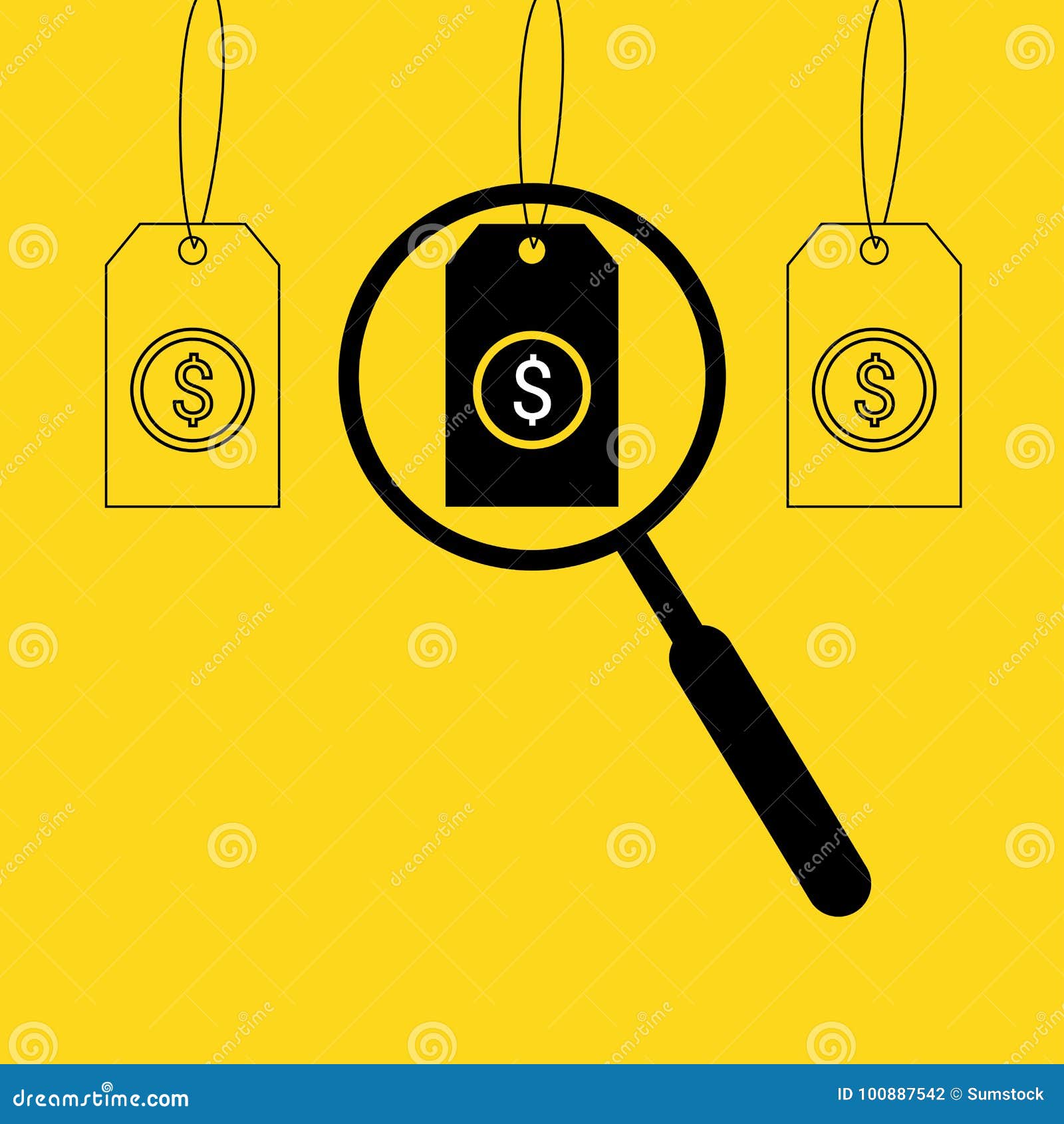 Prices comparing concept stock vector. Illustration of magnifying ...