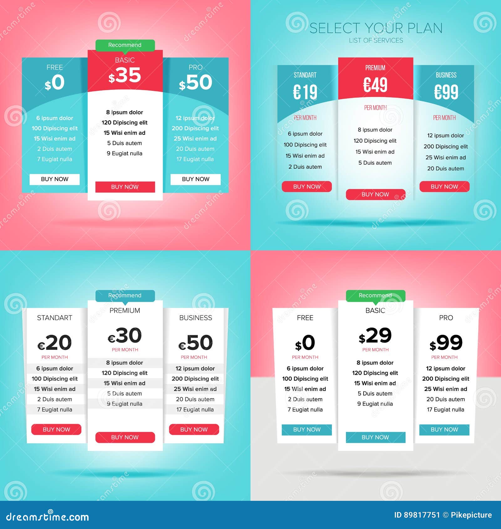 Pricing Business Plans Vector Set. Design Element for Website ... Pricing Business Plans Vector Set. Design Element for Website ...