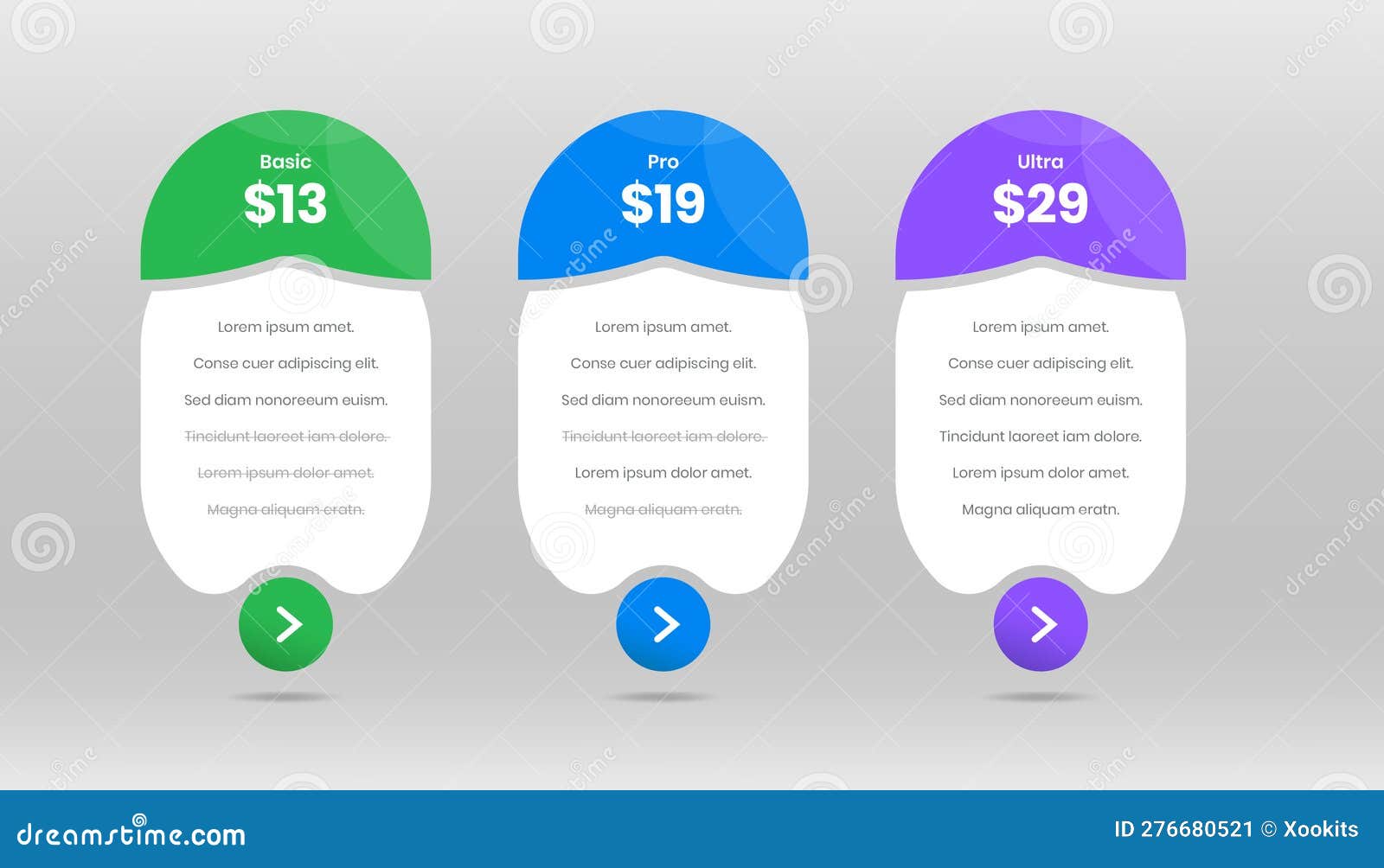 Pricing Comparison Web Interface Design Template with Abstract Shape ...