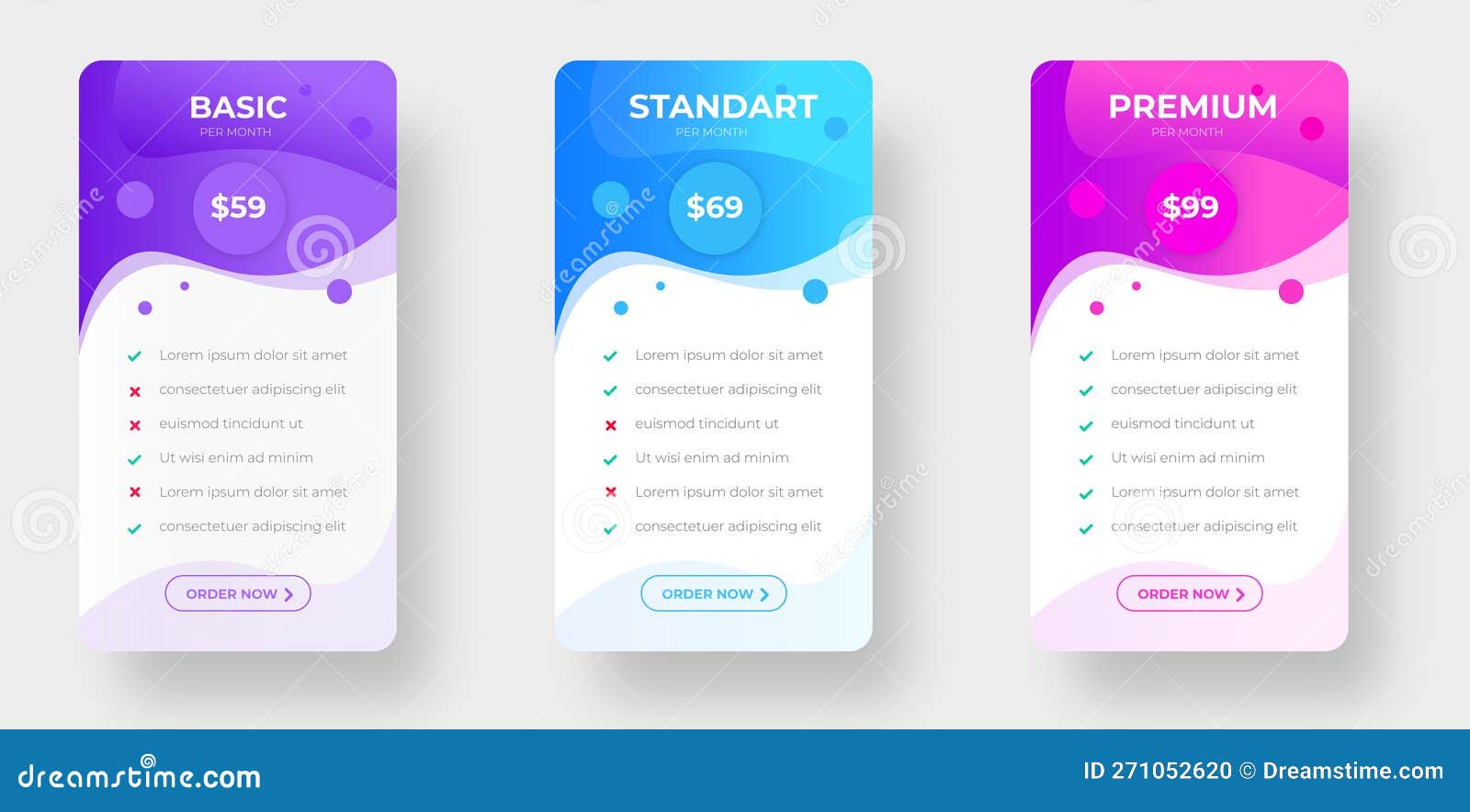 Pricing Plans Table and Pricing Chart Price List for Web or App. Ui UX ...
