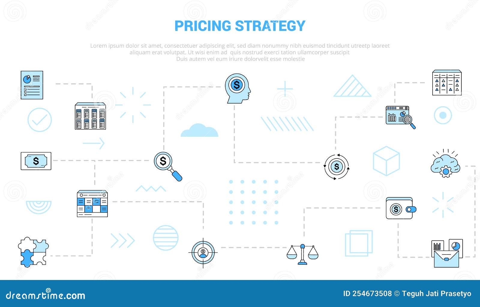 Pricing Strategy Concept with Icon Set Template Banner with Modern Blue ...