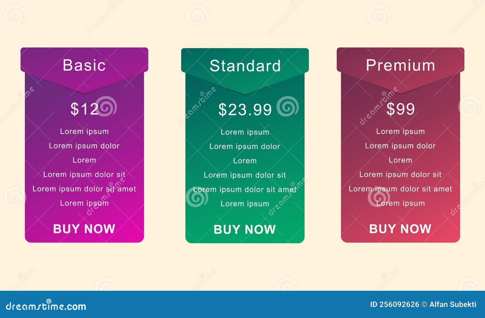 Pricing Table for Business Website. Stock Vector - Illustration of ...