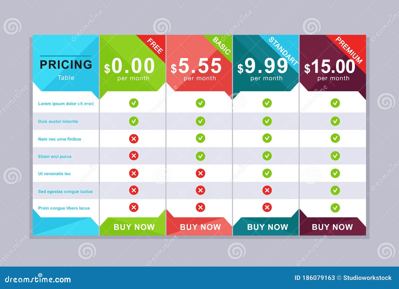 Pricing Table Design. Simple Price List Design Stock Illustration ... Pricing Table Design. Simple Price List Design Stock Illustration ...
