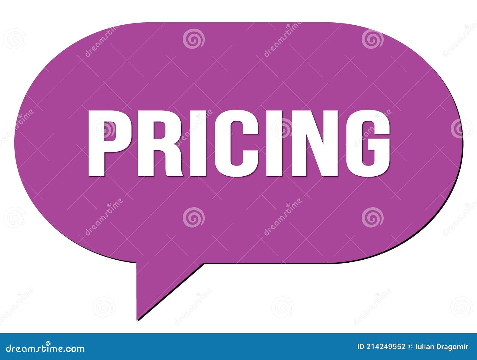 PRICING Text Written in a Violet Speech Bubble Stock Illustration ...