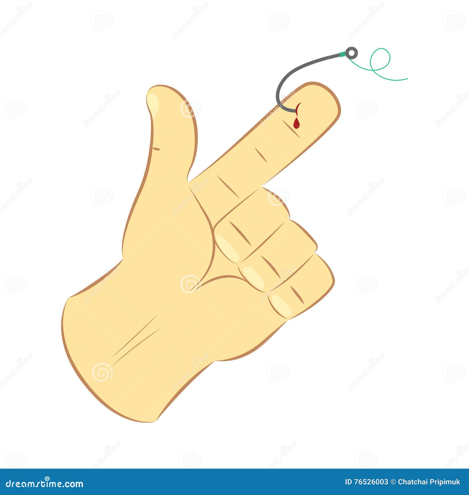 Pricked by Fishing Hook, Vector Stock Vector - Illustration of blood ...
