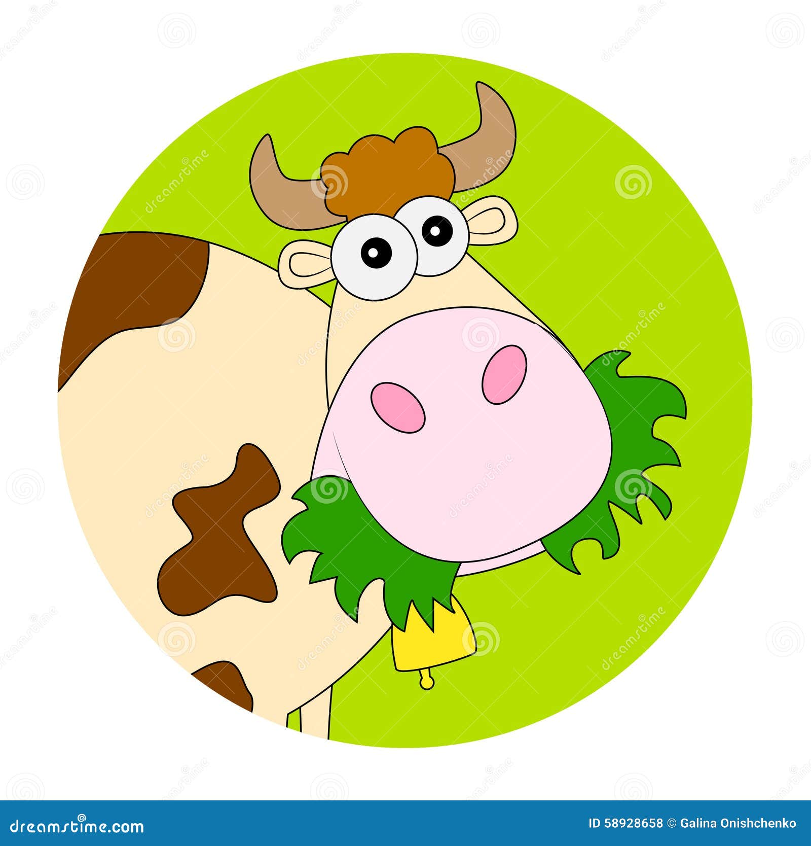 Prickig ko med en klocka vektor illustrationer. Illustration av angus ...