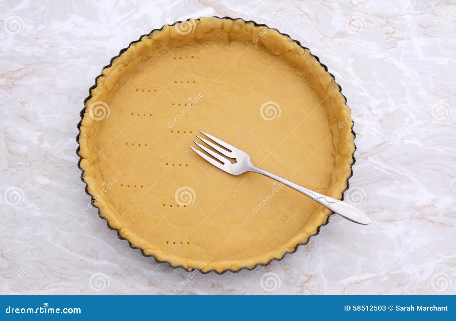 Pricking Shortcrust Pastry Case with a Metal Fork Stock Image - Image ...