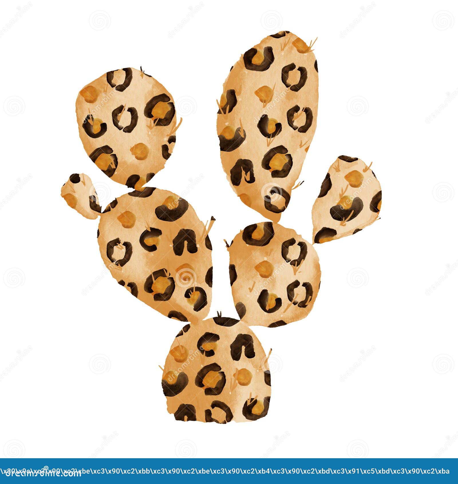Prickly Pear Cactus Stylized with Leopard Pattern Stock Image - Image ...
