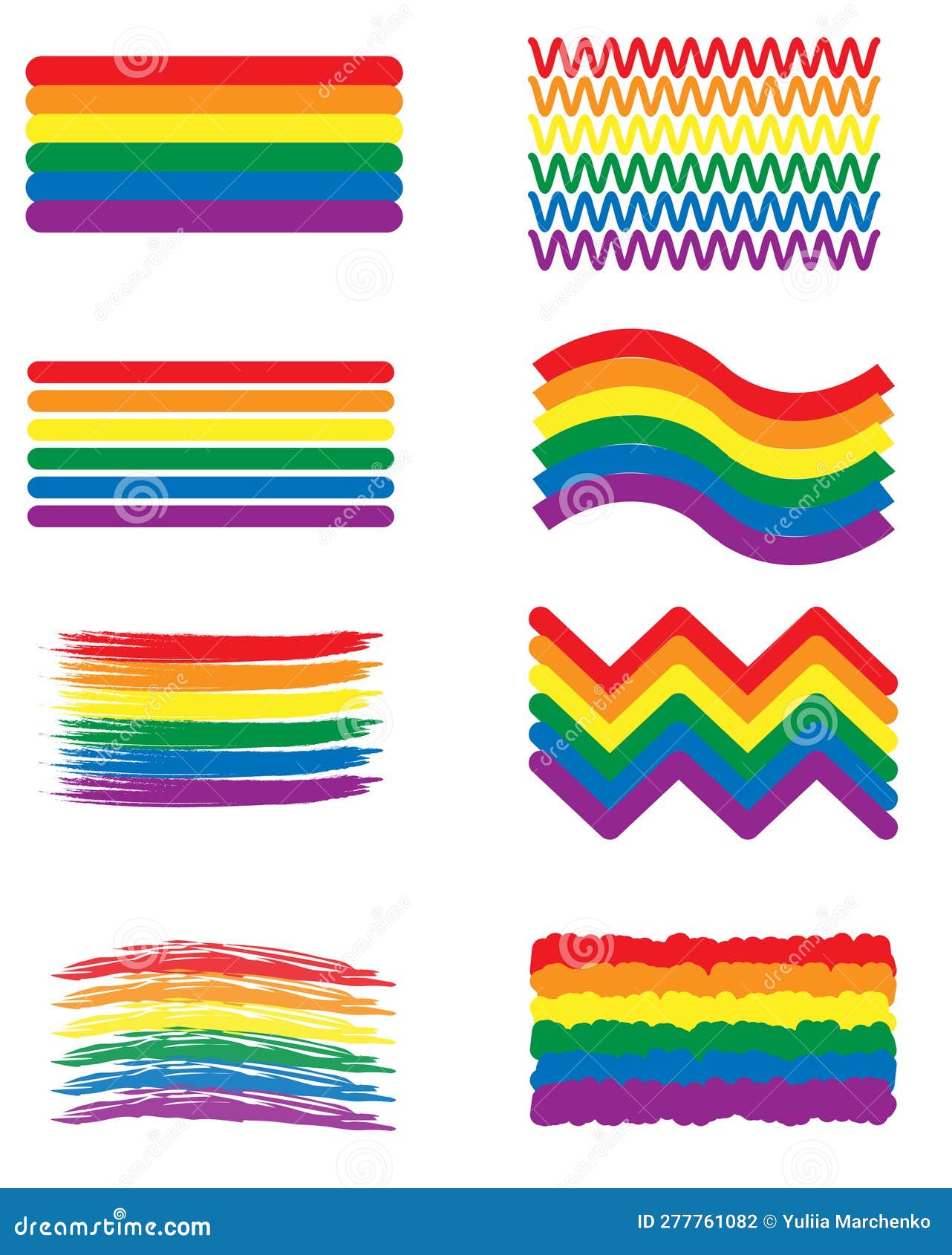 Set of Rainbow Ribbons and Stripes. LGBT Pride Symbol. Stock Vector ...