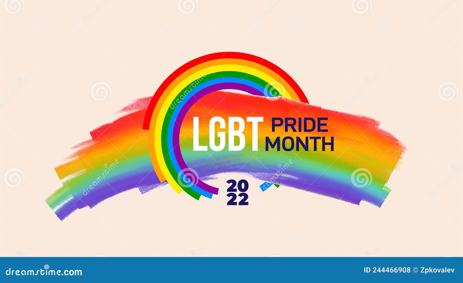 Pride Banner With Lgbt Flag Wave Brush Strokes 2022 Pride Month