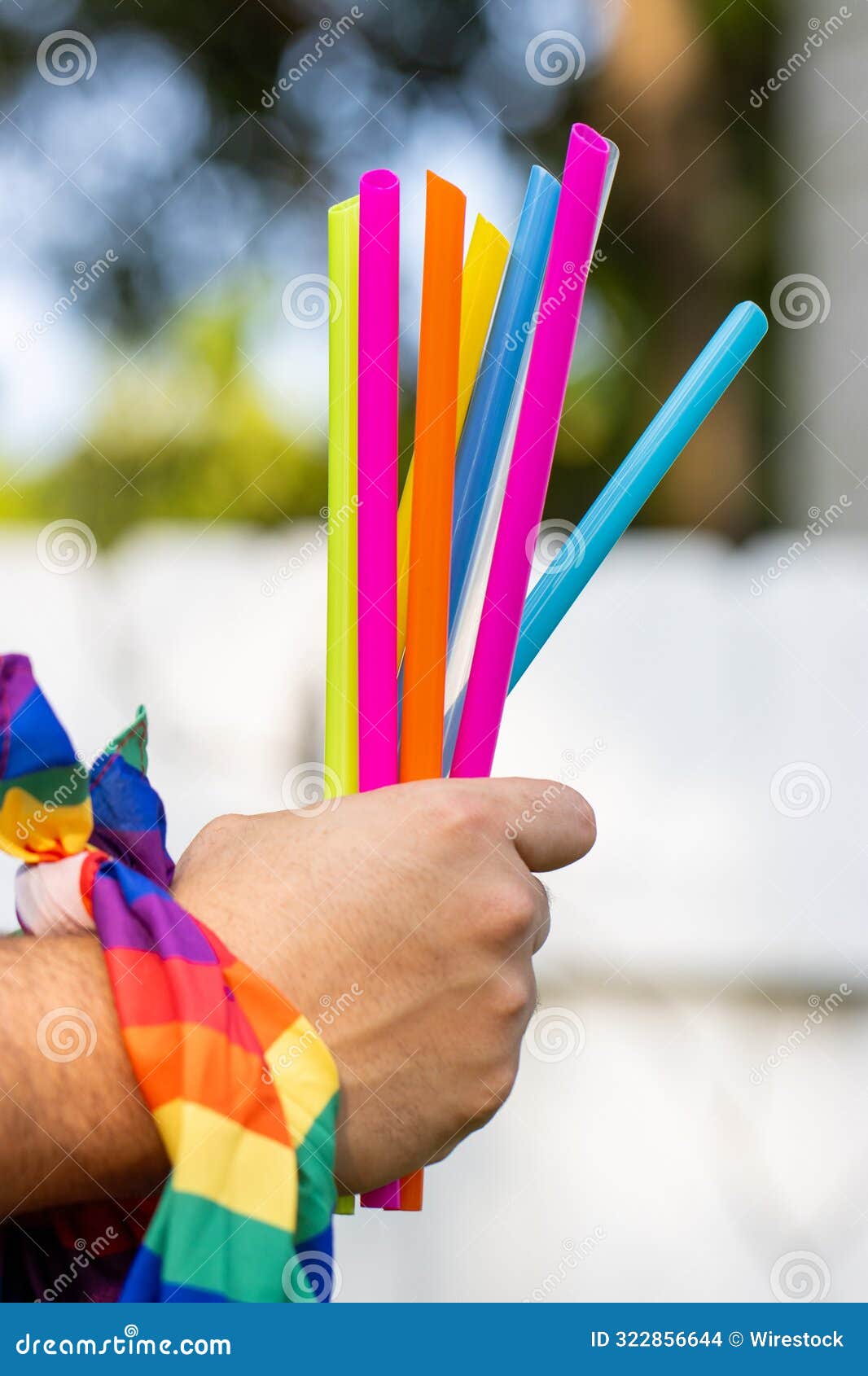 Pride Celebration Decor with Rainbow-colored Items in Nature Stock ...