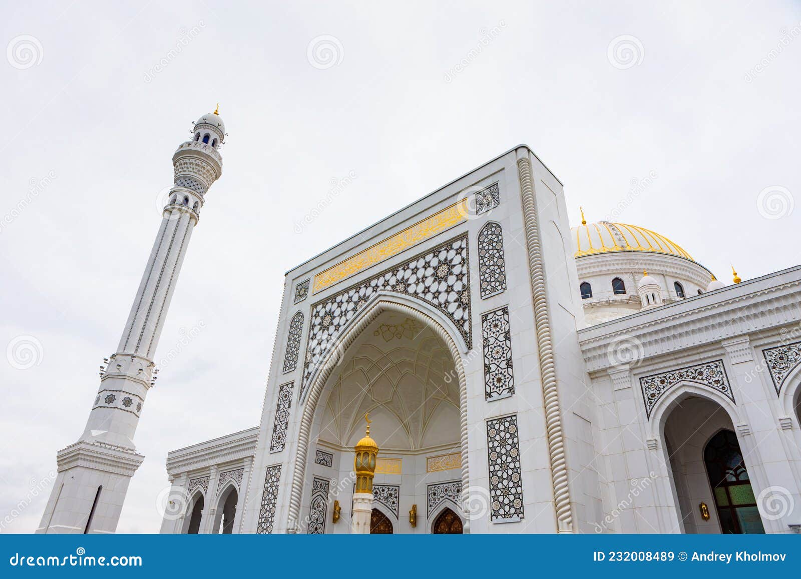 The White Mosque in City of Shali Chechen Republic. Stock Image - Image ...