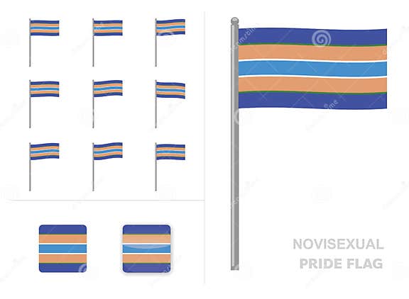 Novisexual Pride Flag Waving Animation App Icon Vector Stock Vector