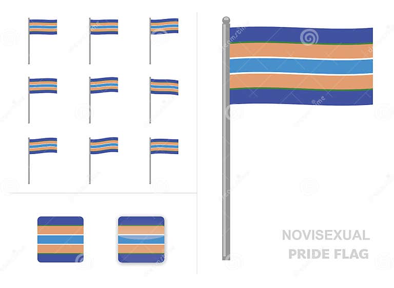 Novisexual Pride Flag Waving Animation App Icon Vector Stock Vector