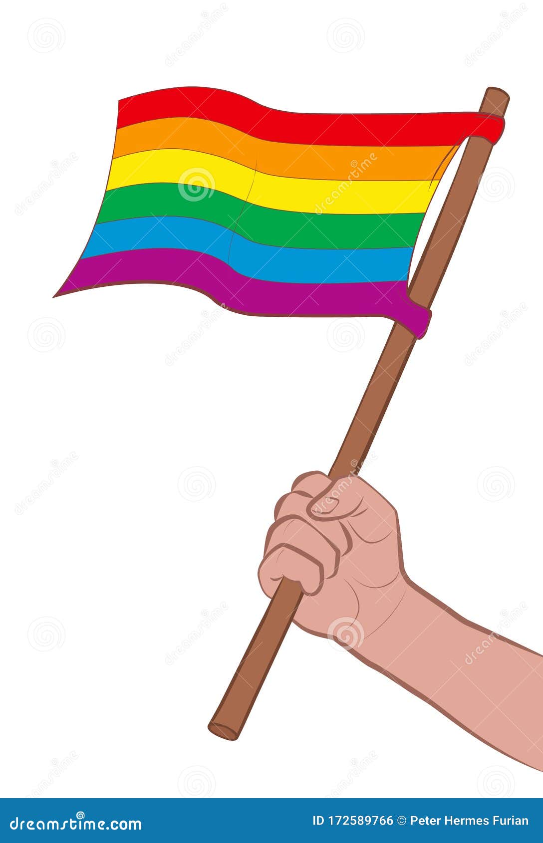 Pride Flag Waving Hand Gay Rainbow Symbol Stock Vector Illustration
