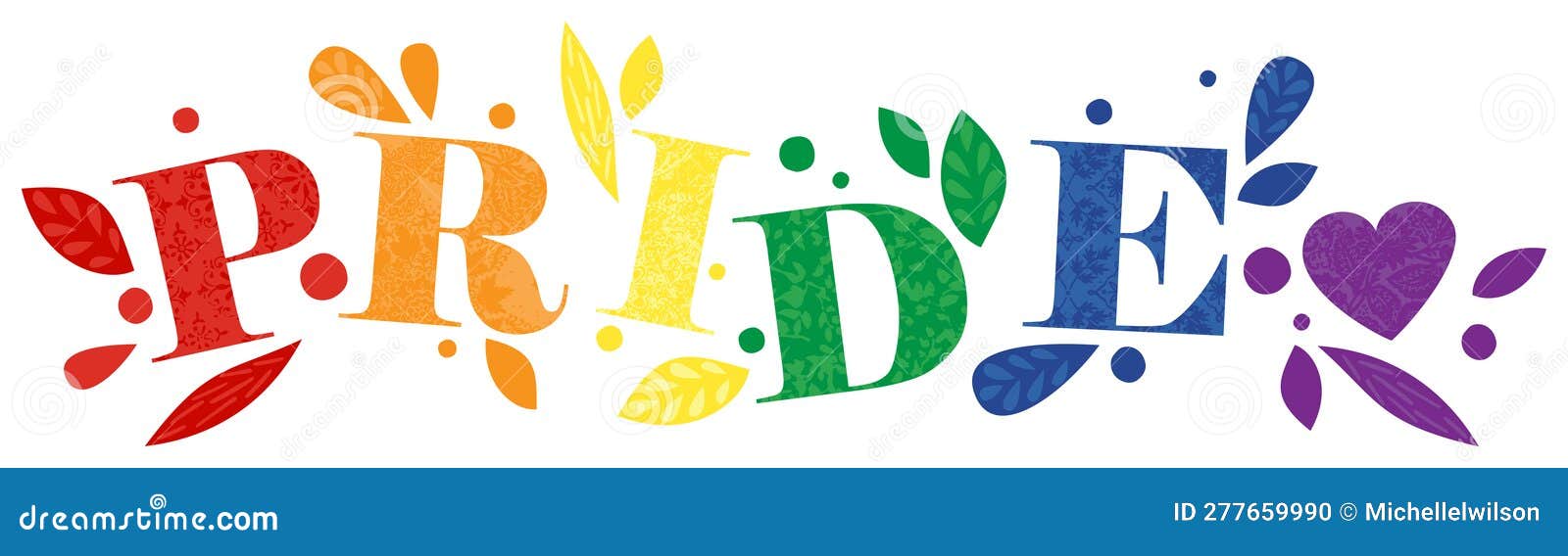 Fun Rainbow Colored Pride Letters and Leaves Stock Vector ...