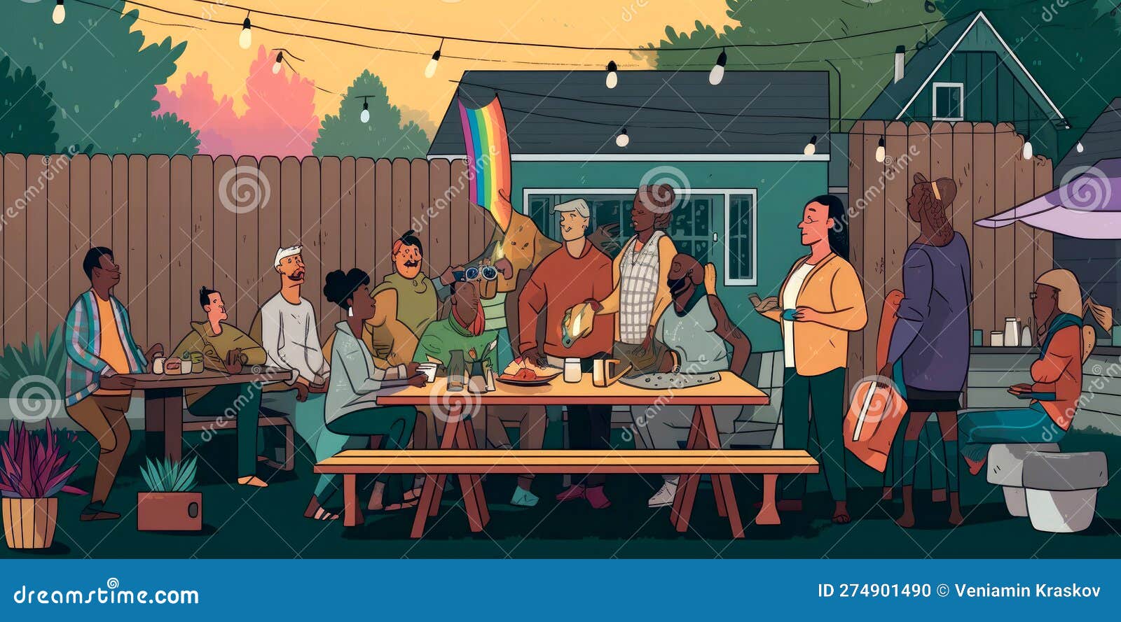 Pride - LGBT backyard BBQs stock illustration. Illustration of marriage ...