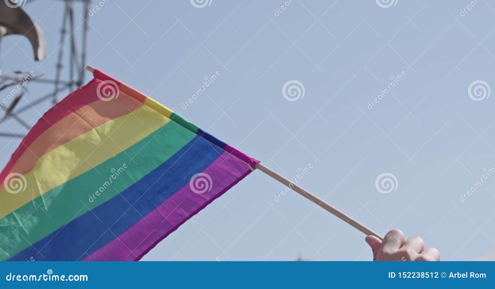 Pride LGBT Rainbow Flag Waving in Slow Motion during a Pride Parade ...