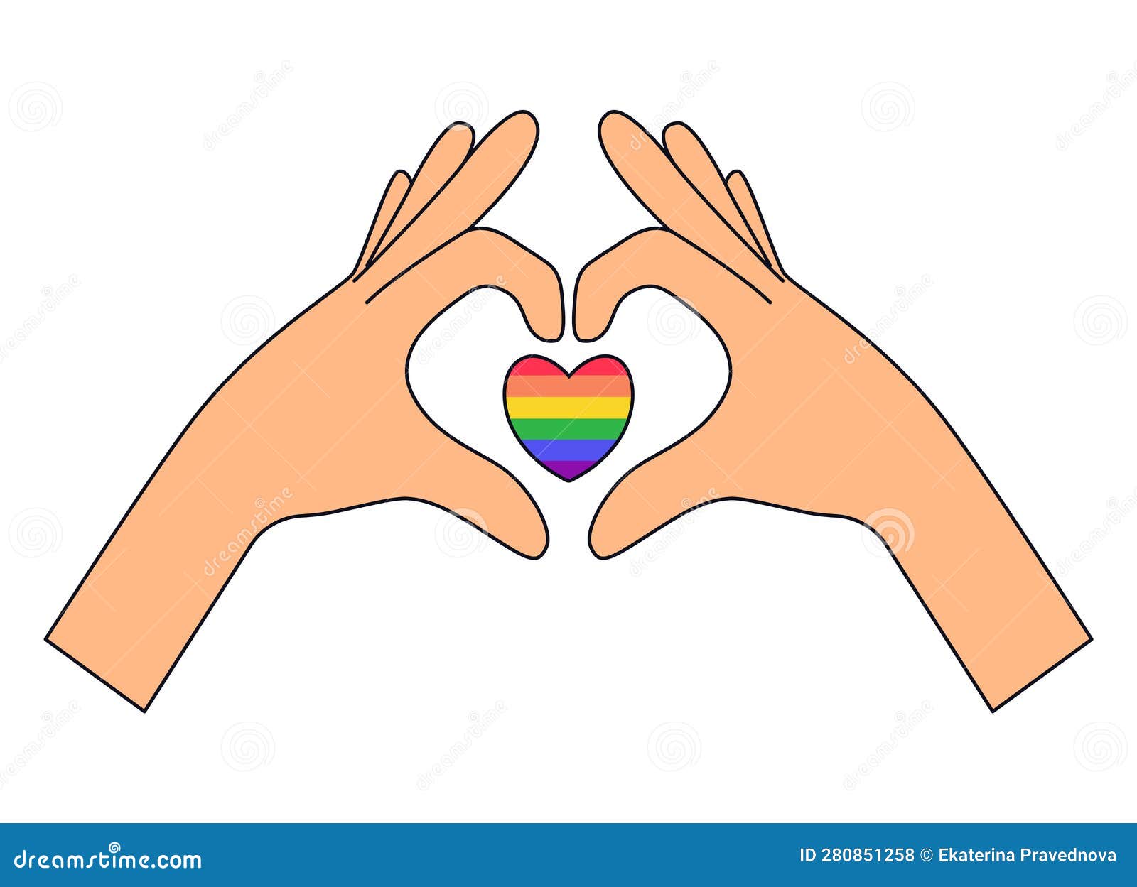Pride Lgbt Symbols Hands In The Shape Of Heart With Rainbow Colors