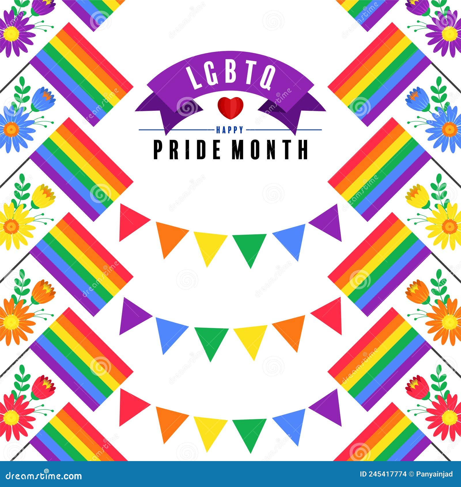 Pride Month with Flag Rainbow Stock Vector - Illustration of freedom ...