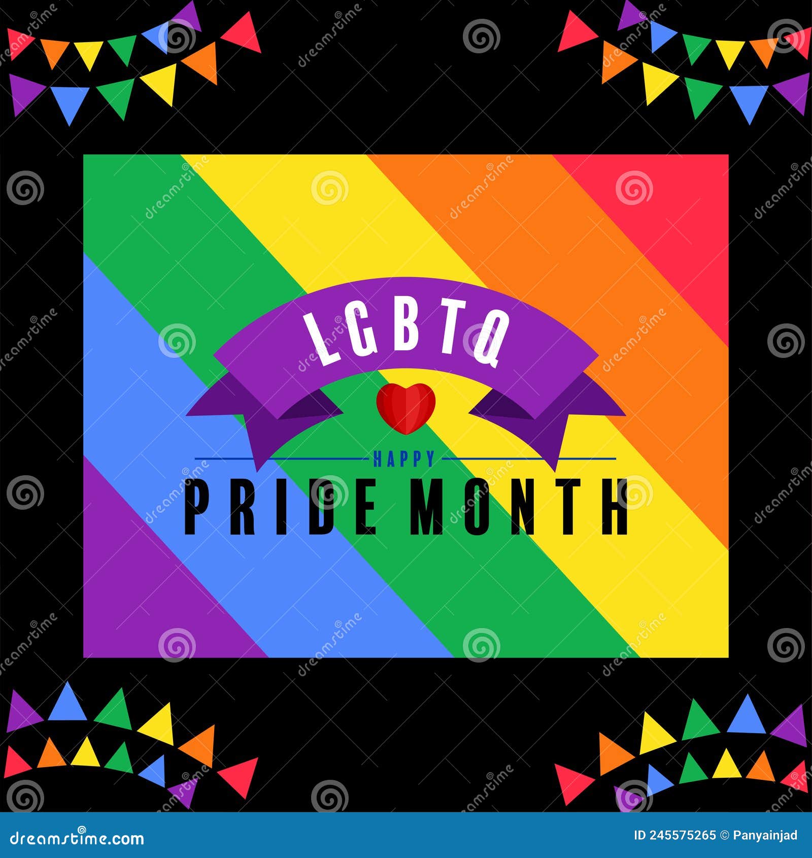 Pride Month with Flag Rainbow Stock Vector - Illustration of community ...