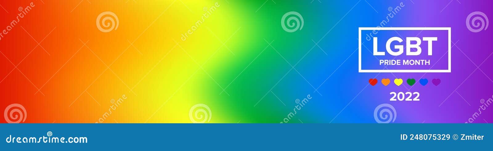 Pride Month 2022 Horizontal Banner With Gradient With Pride Colors Flag